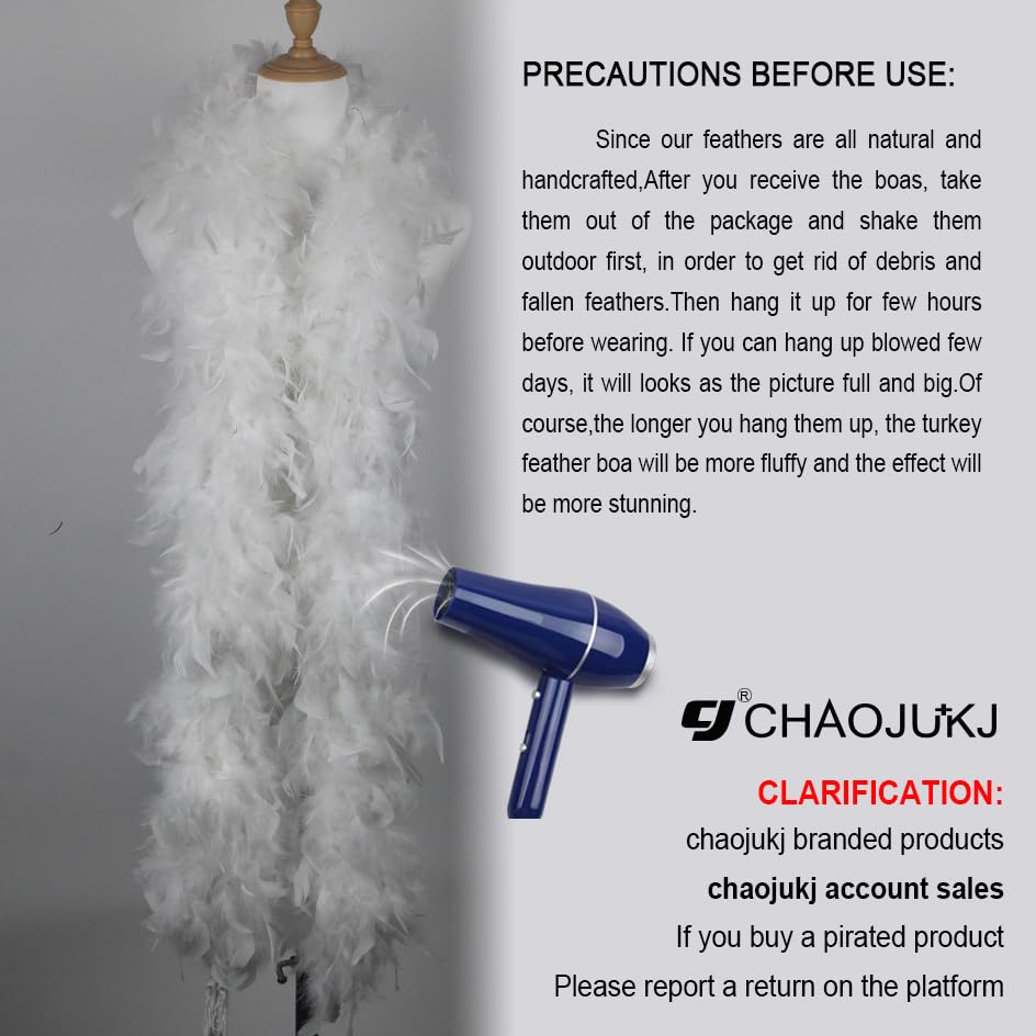 1.8m 90g White Marabou Feather Boa Fancy Dress for Adult Halloween ...