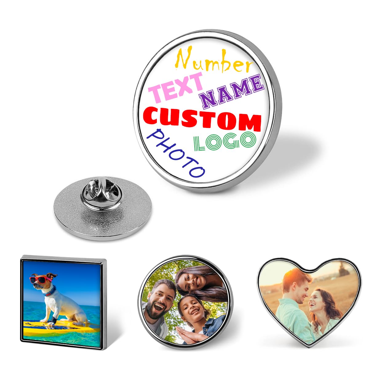 Amazon.com: Custom Pins Buttons Bulk 1-100 PCS Personalized Photo Pins Add Your Photo Text Logo ...