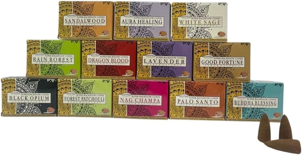 Deepika Premium Assorted Incense Backflow Cones 12 packs x 10 cones ...