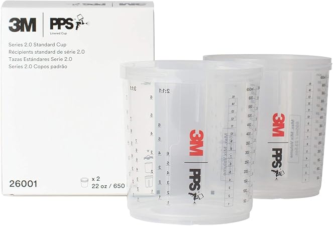 3M PPS 2.0 Spray Gun Cups, 26001, Standard, 22 Ounces, Use with Paint ...