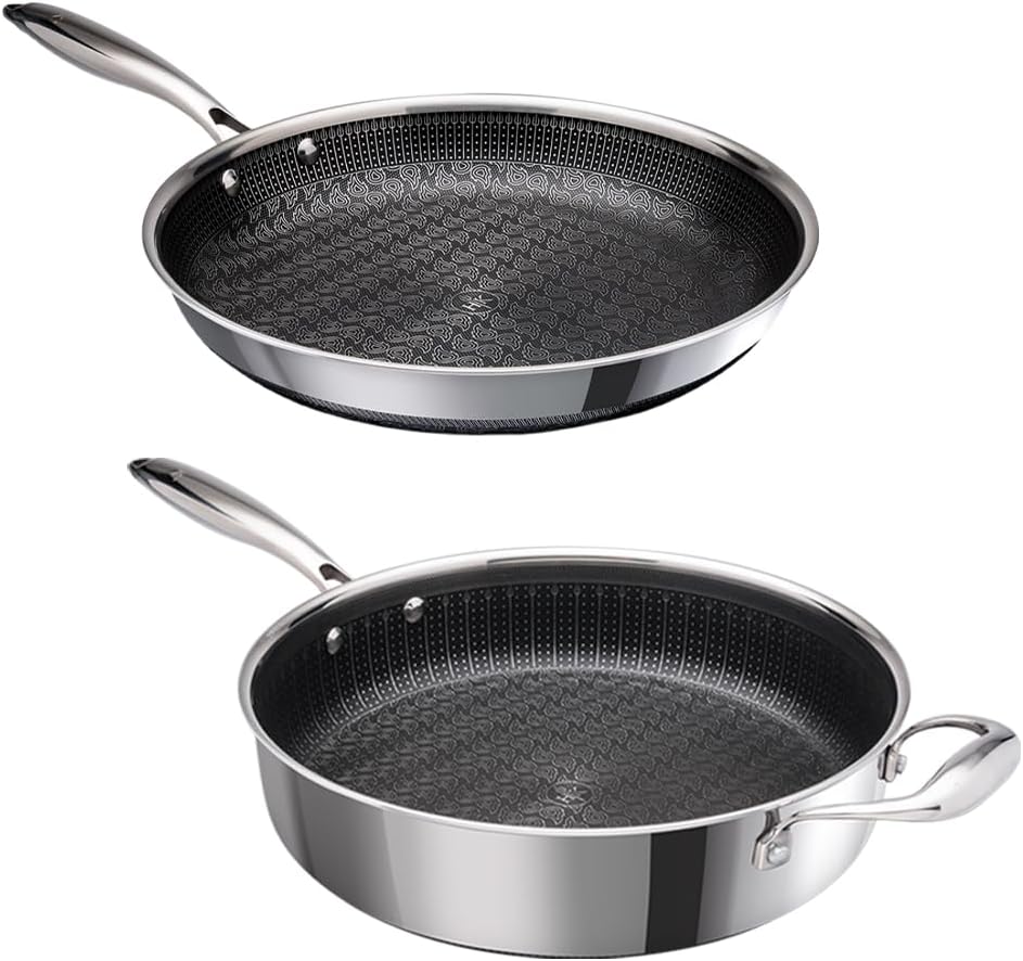 Amazon.com: Hell's Kitchen Tri-Clad Hybrid 11-Inch Fry Pan and 4 Quart ...