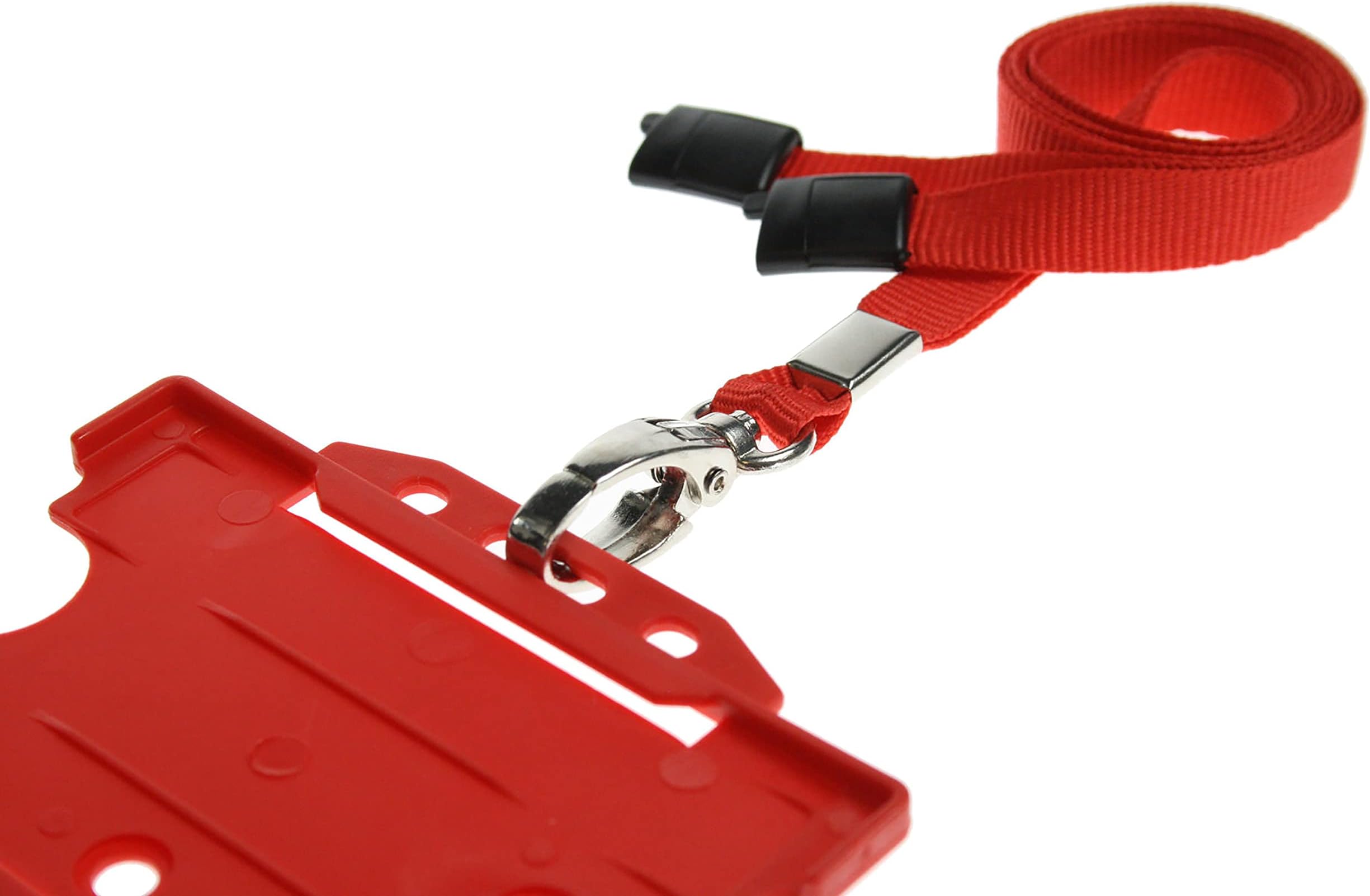 Red ID Card Holder and Red Lanyard with Safety Breakaway and Metal Clip ...