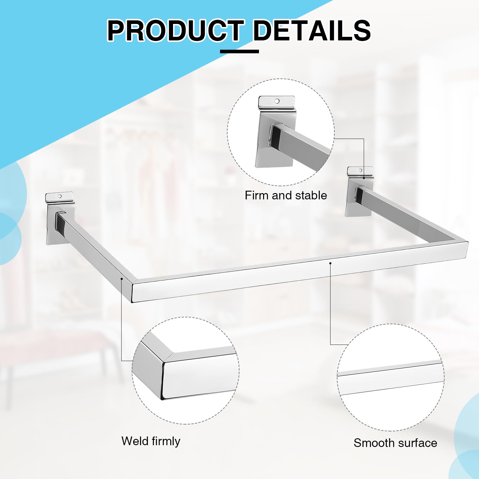 Snapklik.com : Unittype 4 Pcs U Shaped Hangrail For Slatwall 24 Inch ...