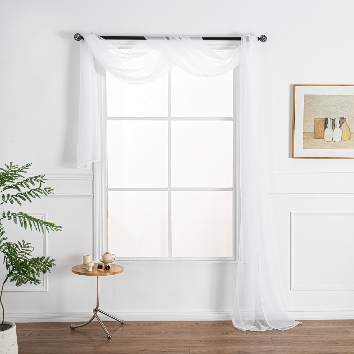 Amazon.com: WPM White Extra Long Sheer Window Scarf Valance. 38”W x 216 ...