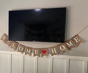 Amazon.com: Welcome Home Banner Burlap Sign Party Decorations, Rustic ...