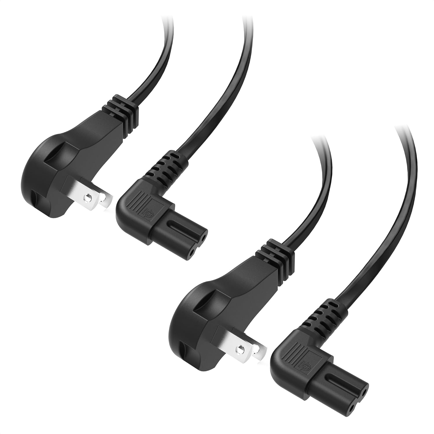 Amazon.com: [ETL Listed] Cable Matters 2 Pack 2 Prong Right Angle TV ...