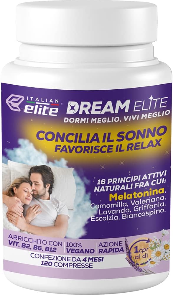 Italian Elite® Dream Elite Melatonina, 120cpr, Integratore per dormire meglio e favorire il ...