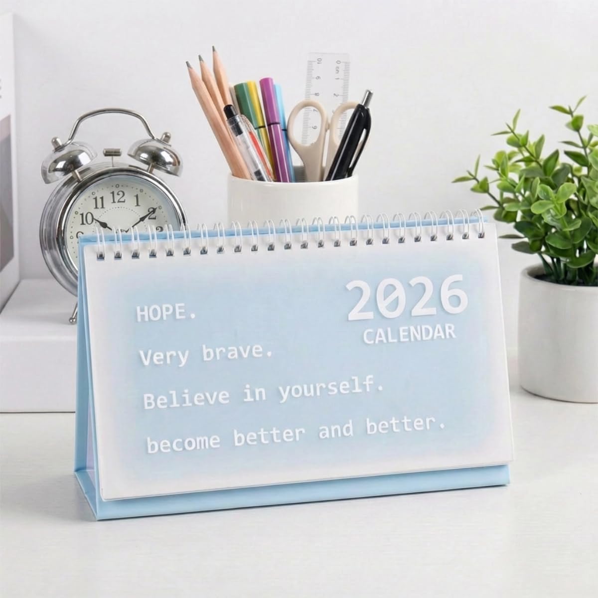 Amazon.com : Desk Calendar 2026, Thick Paper Twin-Wire Binding Standing ...