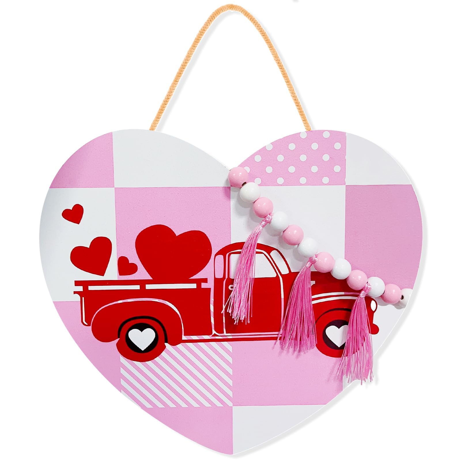 Amazon.com: 11.5x10.3 Inches Valentine's Day Wood Heart Door Sign with ...