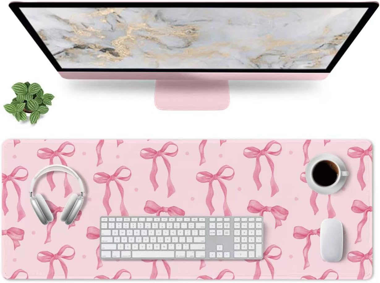 Amazon.com: Large Mouse Pad, Pink Bow Desk Mat Gaming Mouse Pad 31.5 x ...