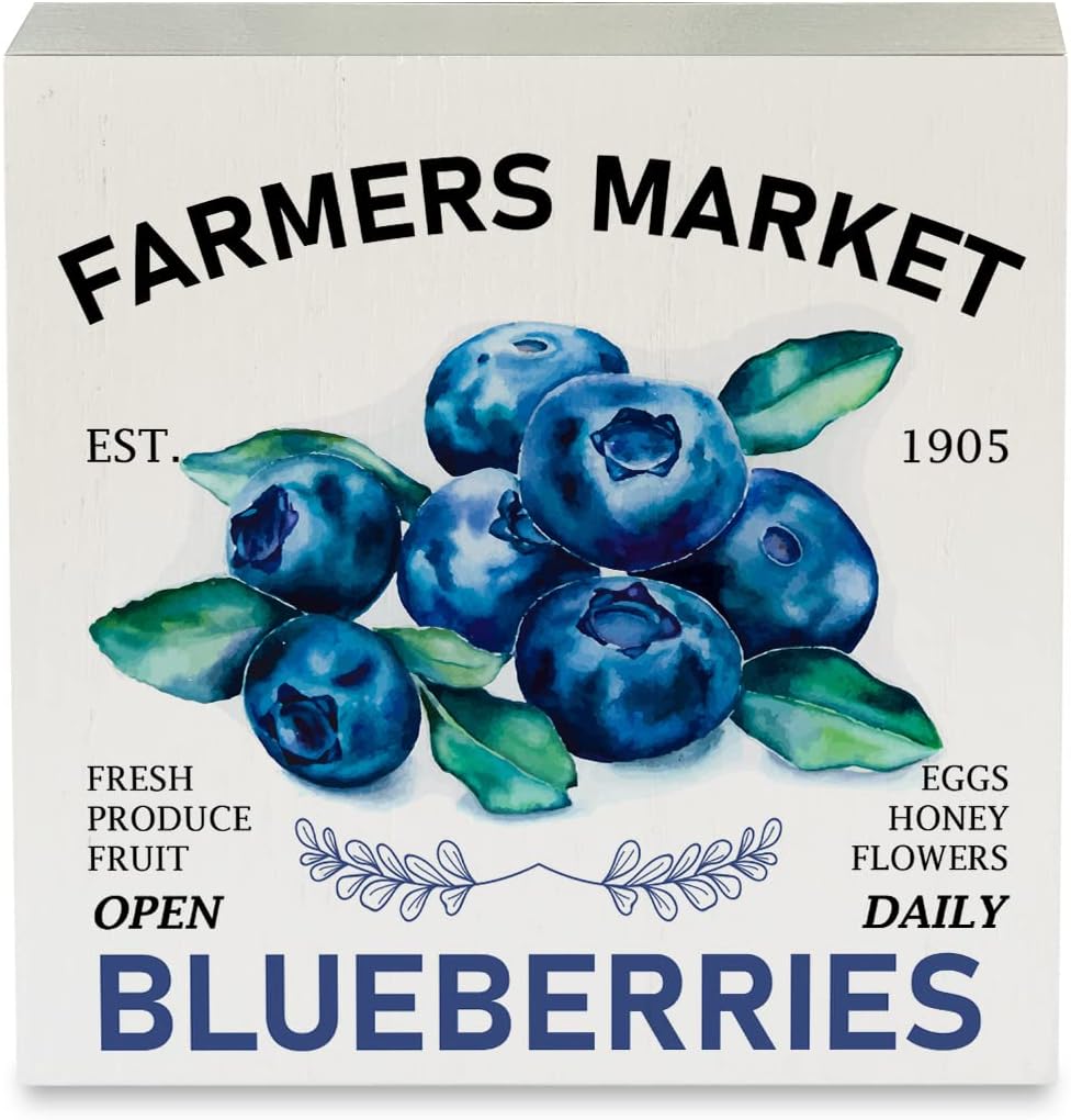 Amazon.com: Country Blueberry Wood Box Sign Rustic Farmers Market ...