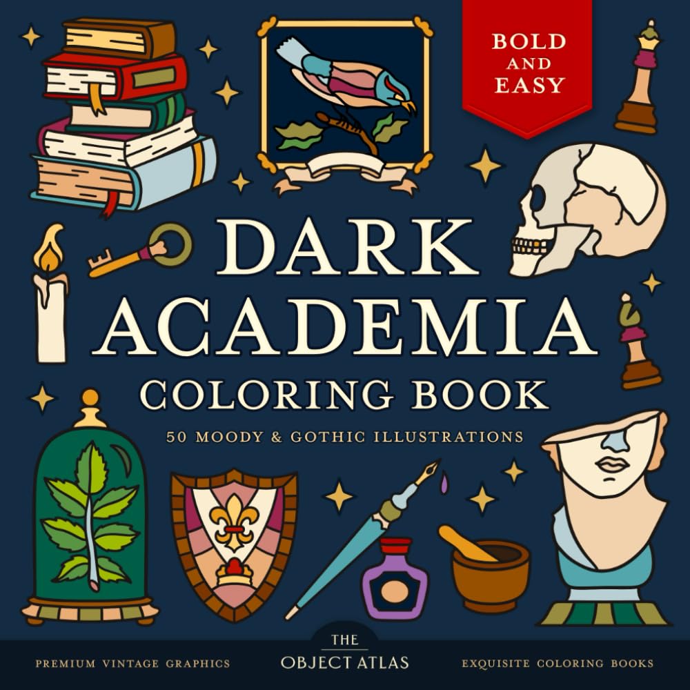 Dark Academia Coloring Book: 50 Moody & Gothic Illustrations for Stress ...