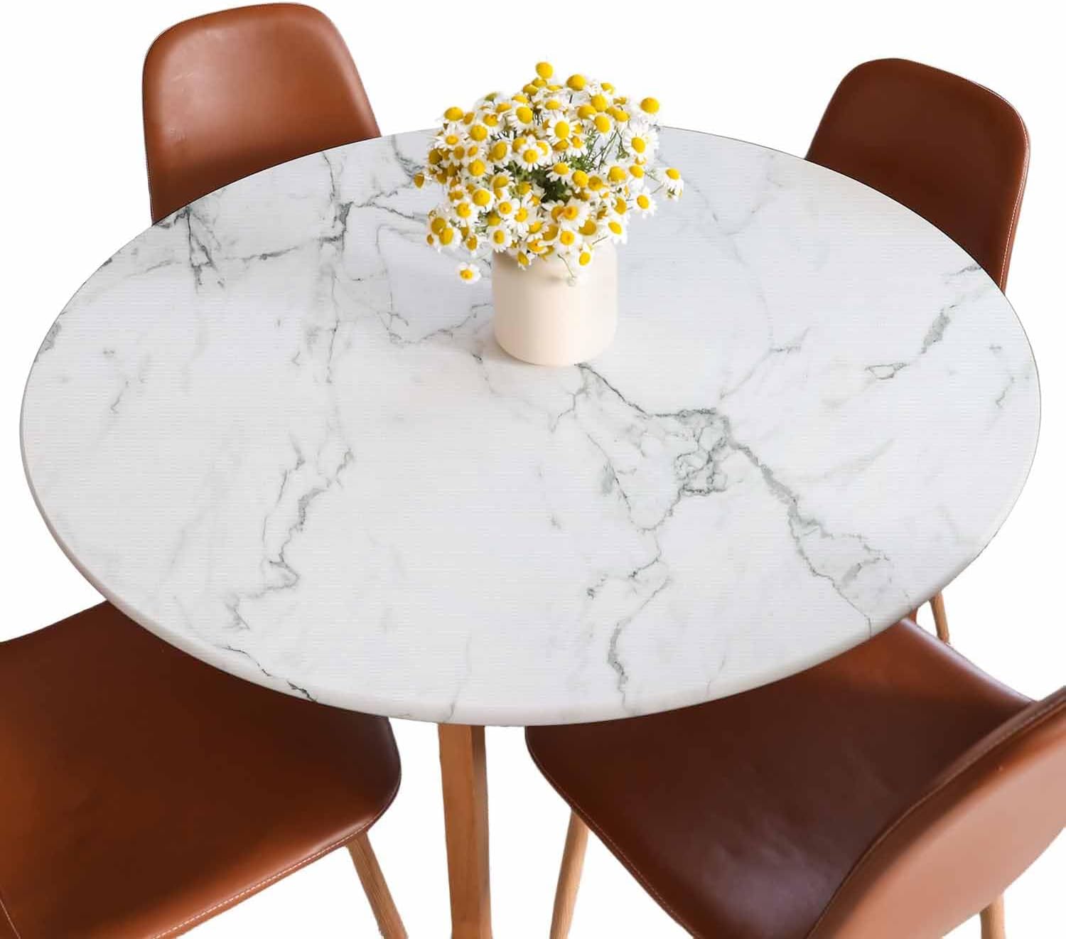Amazon.com: Guxxuil White Marble Round Tablecloth Stone Texture Gray ...