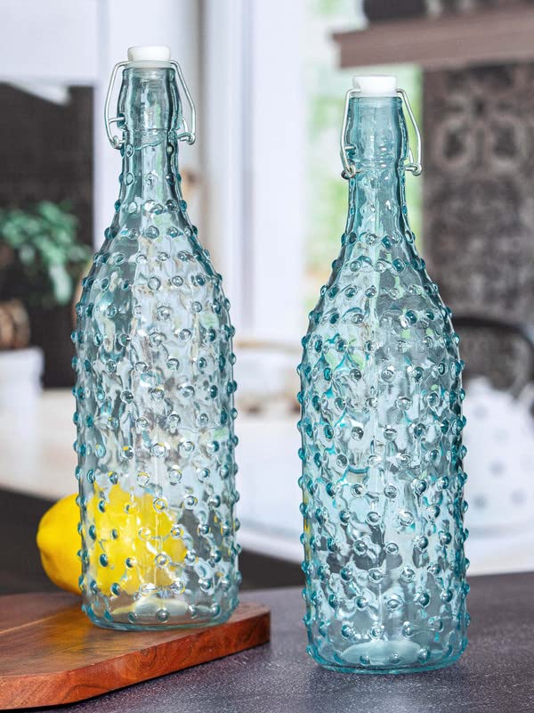 White Gold Color Glass Bottle Set of 4 pcs, 1000ml, Transparent, WG ...