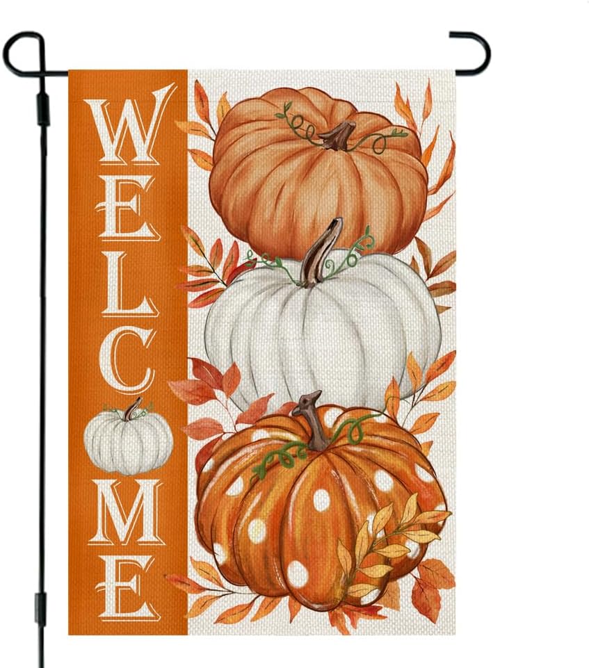 Amazon.com : CROWNED BEAUTY Fall Pumpkins Garden Flag 12x18 Inch Double ...