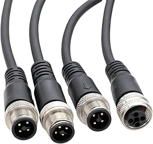 Amazon.com: HangTon M12 Power Splitter Cable, 4-pin T-Coded, 1 Female ...