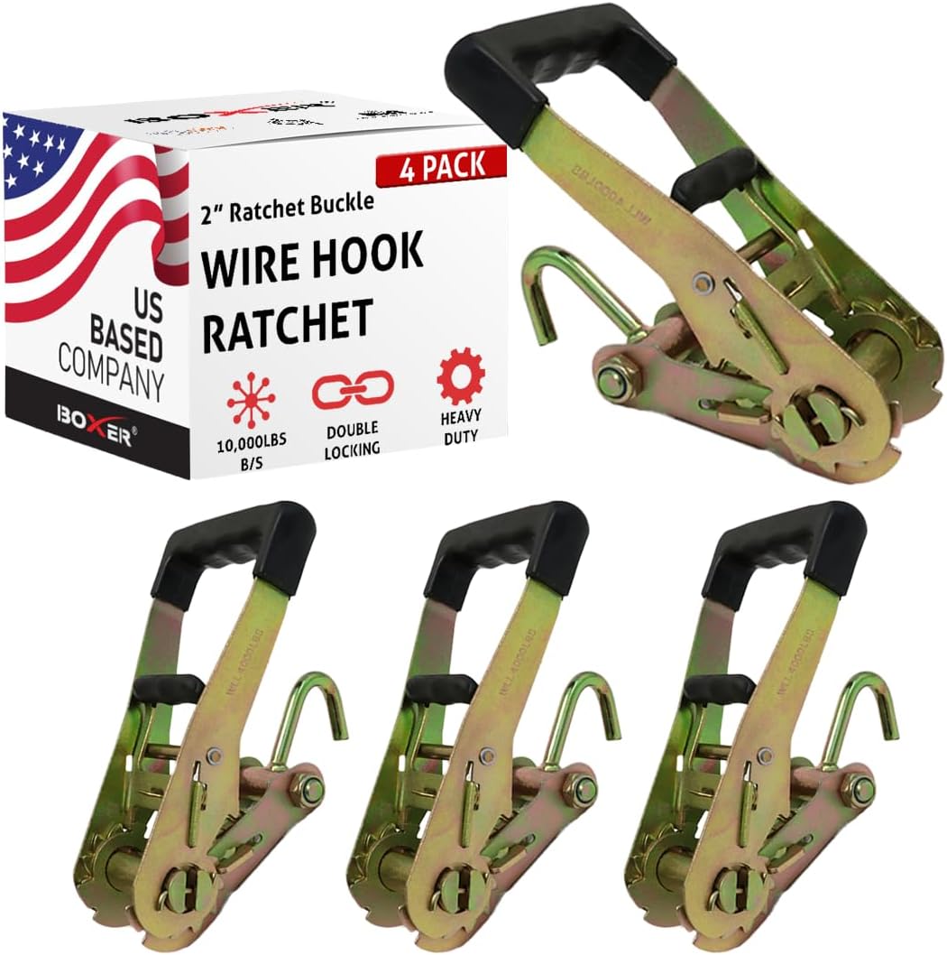 Amazon.com: Boxer 4 Pack Heavy Duty Rubber Handle 2" Ratchet Buckle ...