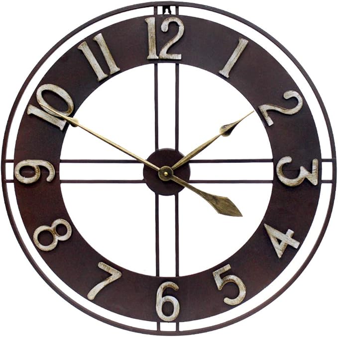 Amazon.com: Growsun Large Wall Clock 30 inches Pure Metal Retro Heavy ...