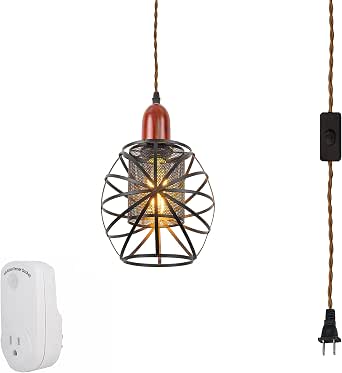SKIVTGLAMP No Wiring Needed Handle Pendant Lighting Swag, 15ft Plug-in ...