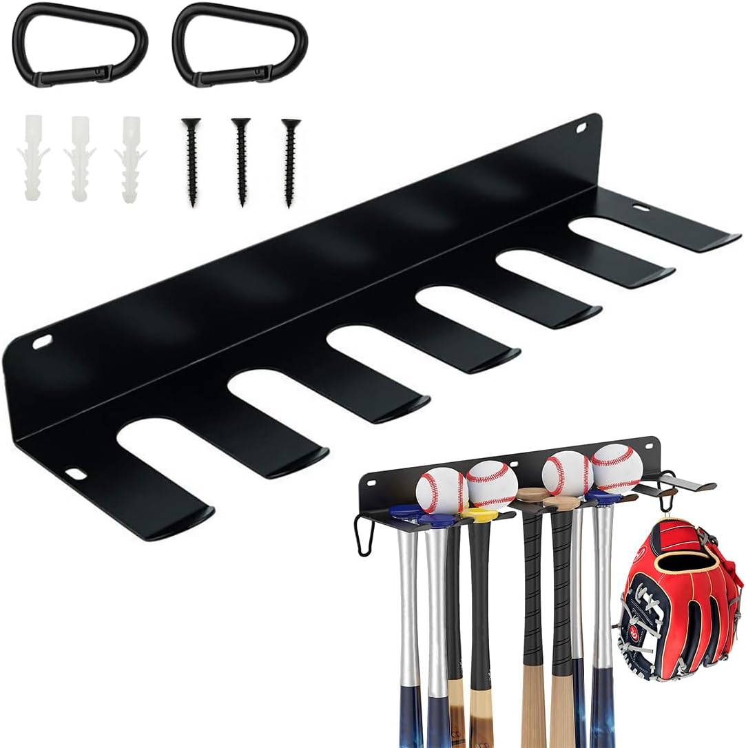 Amazon.com: RT&BS Baseball Bat Holder Rack, Bat Rack Wall Mount, Black ...