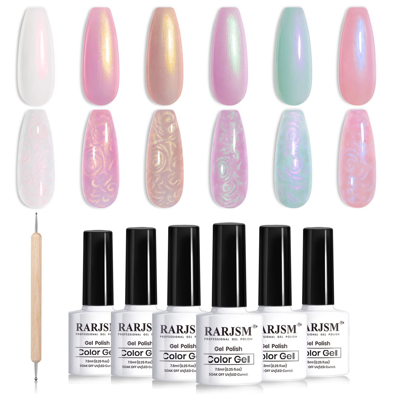 Amazon.com: RARJSM Pearl Gel Nail Polish, Glitter Pearlescent Shell ...