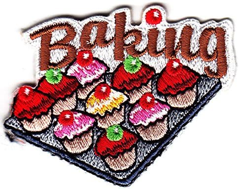 Amazon.com: "BAKING" w/CUPCAKES- Iron On Embroidered Applique Patch ...