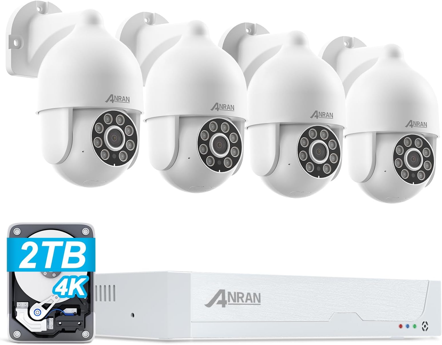 Amazon.com: ANRAN 4K PoE Security Camera System Outdoor, 4pcs 8MP PTZ ...