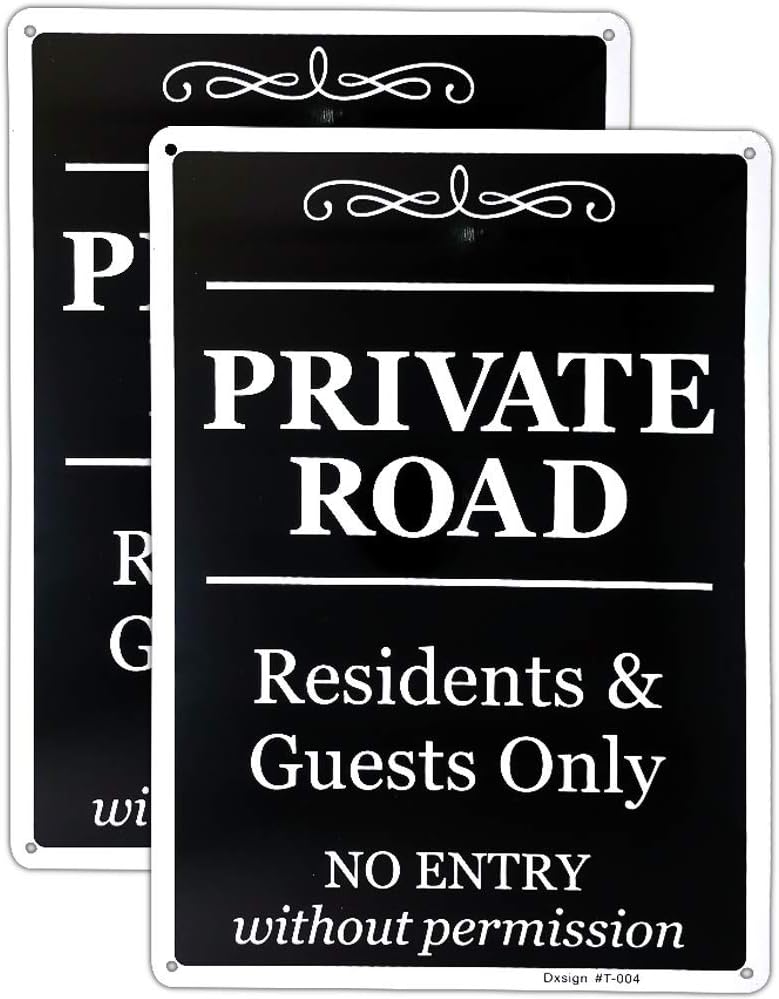 Amazon.com: 2 Pack Private Road Sign, Residents & Guests Only Access ...