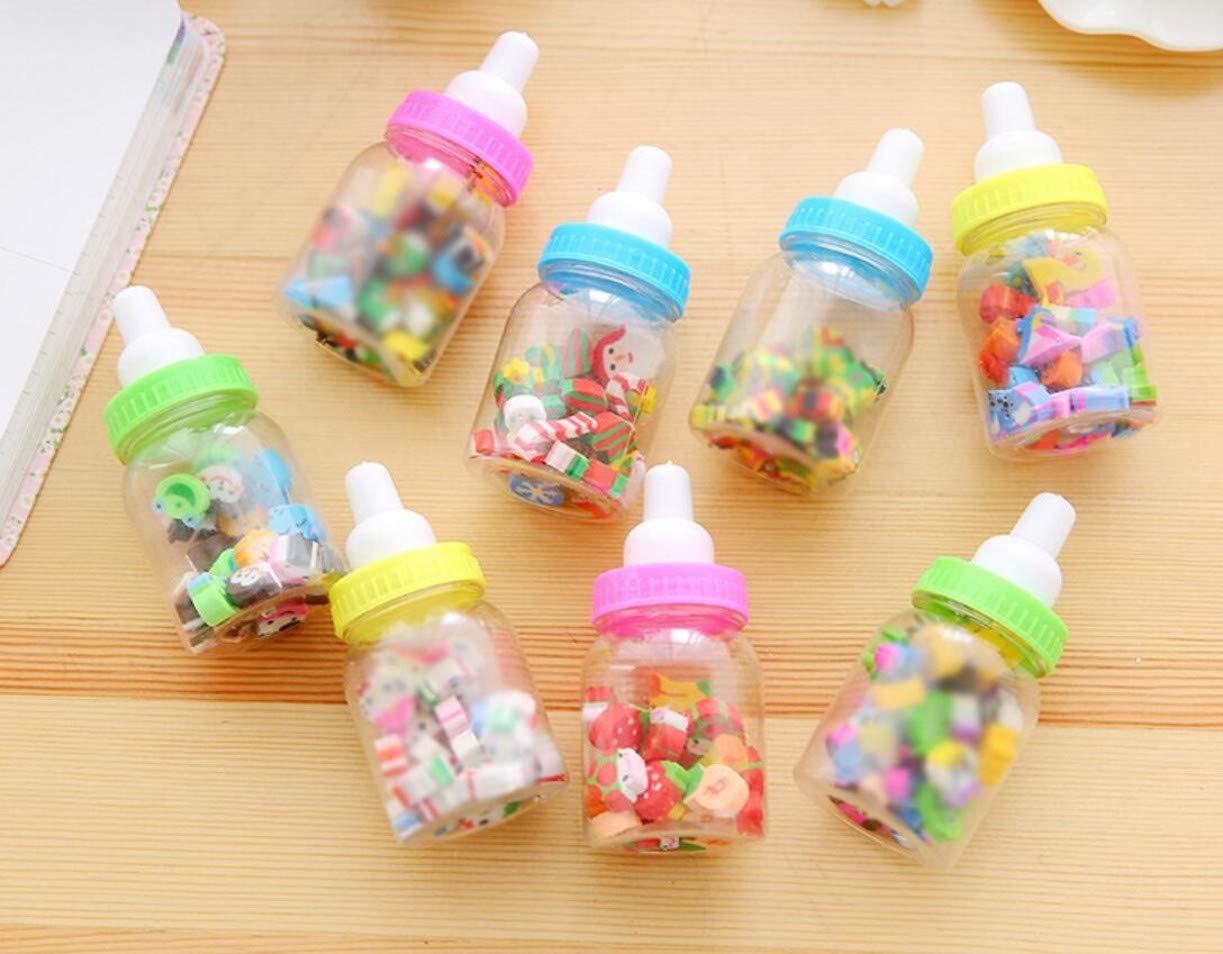 WellieSTR 10 Milk Bottle Eraser,Mini Pencil Erasers, Erasers for Kids ...