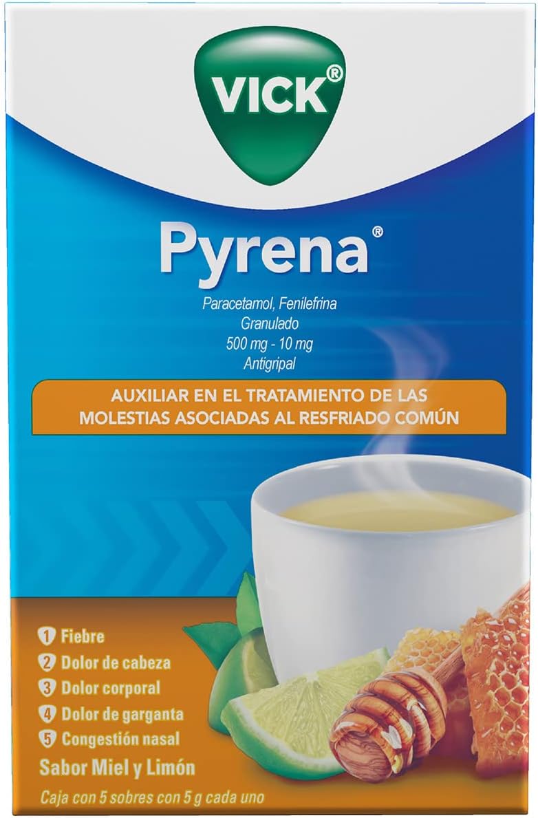 Vick Antigripal Vitapyrena, Miel y Limón, Caja con 5 Sobres : Amazon ...