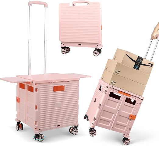 Amazon.com: Foldable Utility Cart Folding Portable Rolling Crate with ...