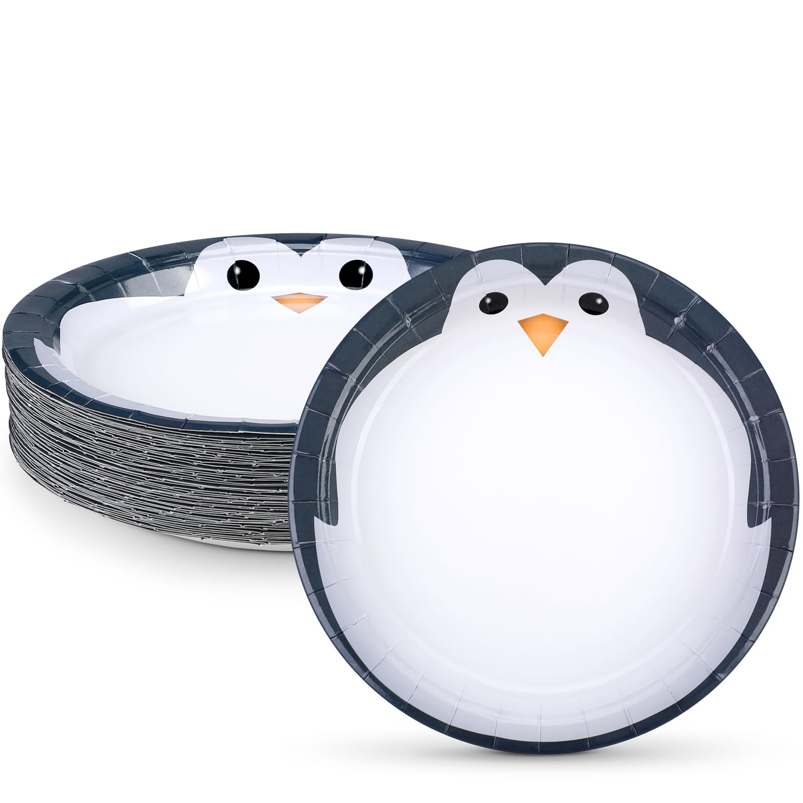 Amazon.com: Sliner 50 Pcs Penguin Disposable Round Paper Plates 7 Inch ...