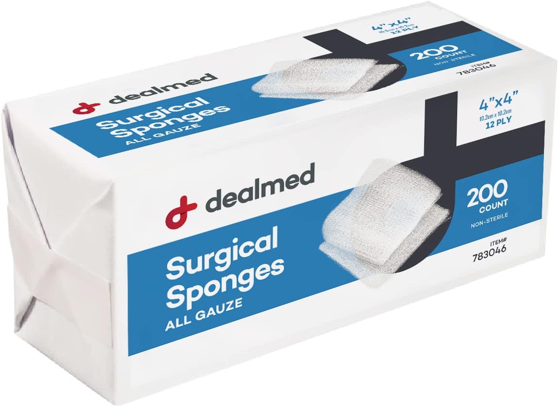 Amazon.com: Dealmed 4" x 4" Non-Woven Gauze Sponges, 4-Ply All-Purpose ...