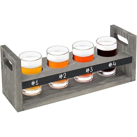 Amazon.com | MyGift Vintage Gray Wood Beer Flight Sampler Serving Tray ...
