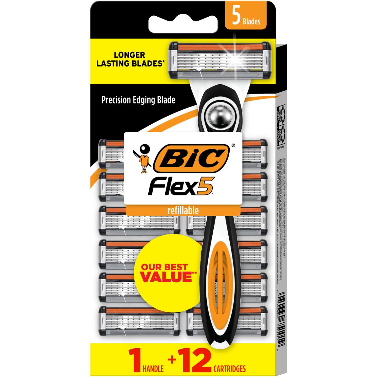 Amazon.com : BIC Flex 5 Refillable Razors for Men, Long-Lasting 5 Blade Razors for a Smooth and ...