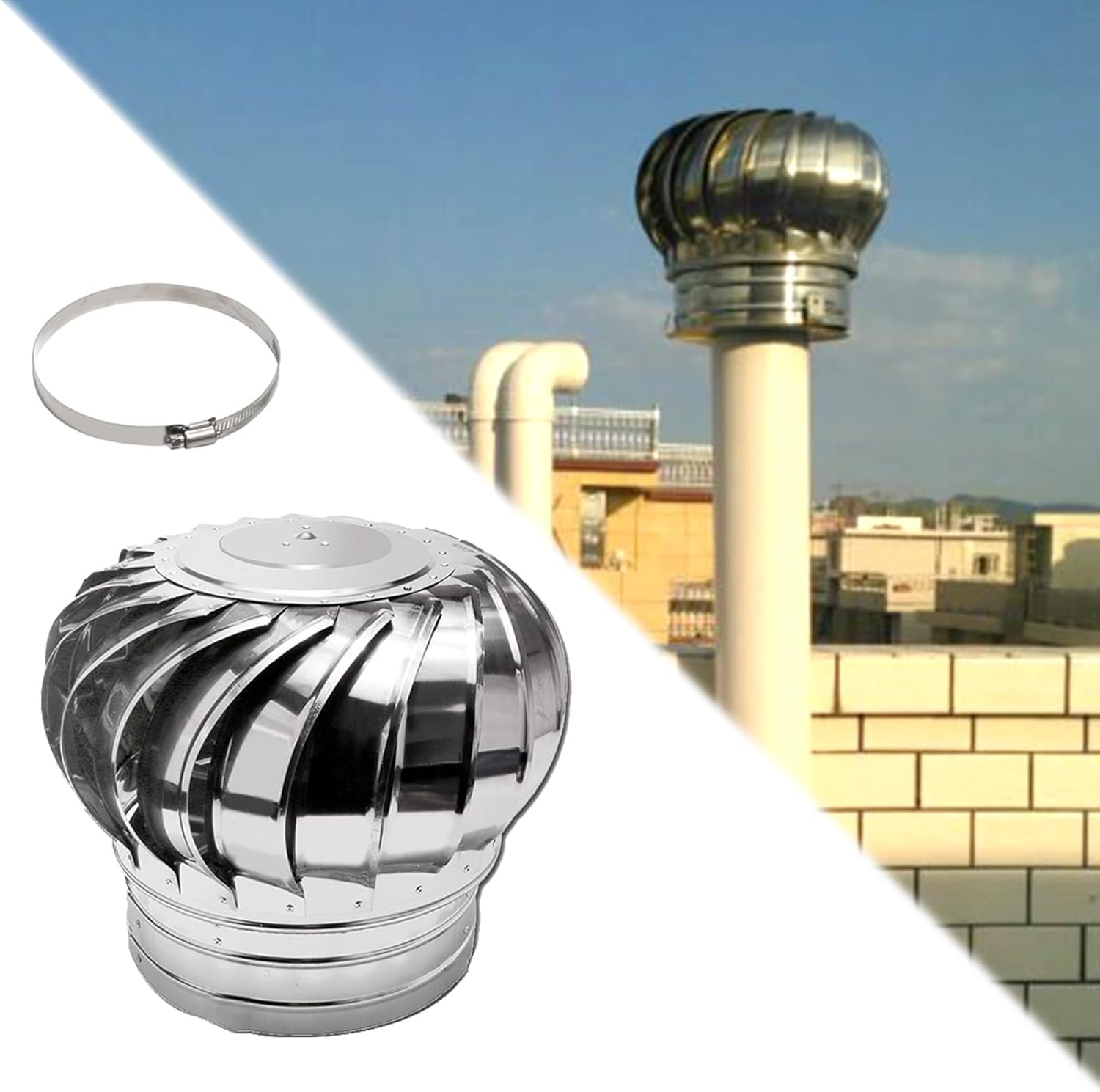 Roof Wind Turbine Cover, 4 6 8 10 12 14 Inch Roofing Ventilation Cap ...