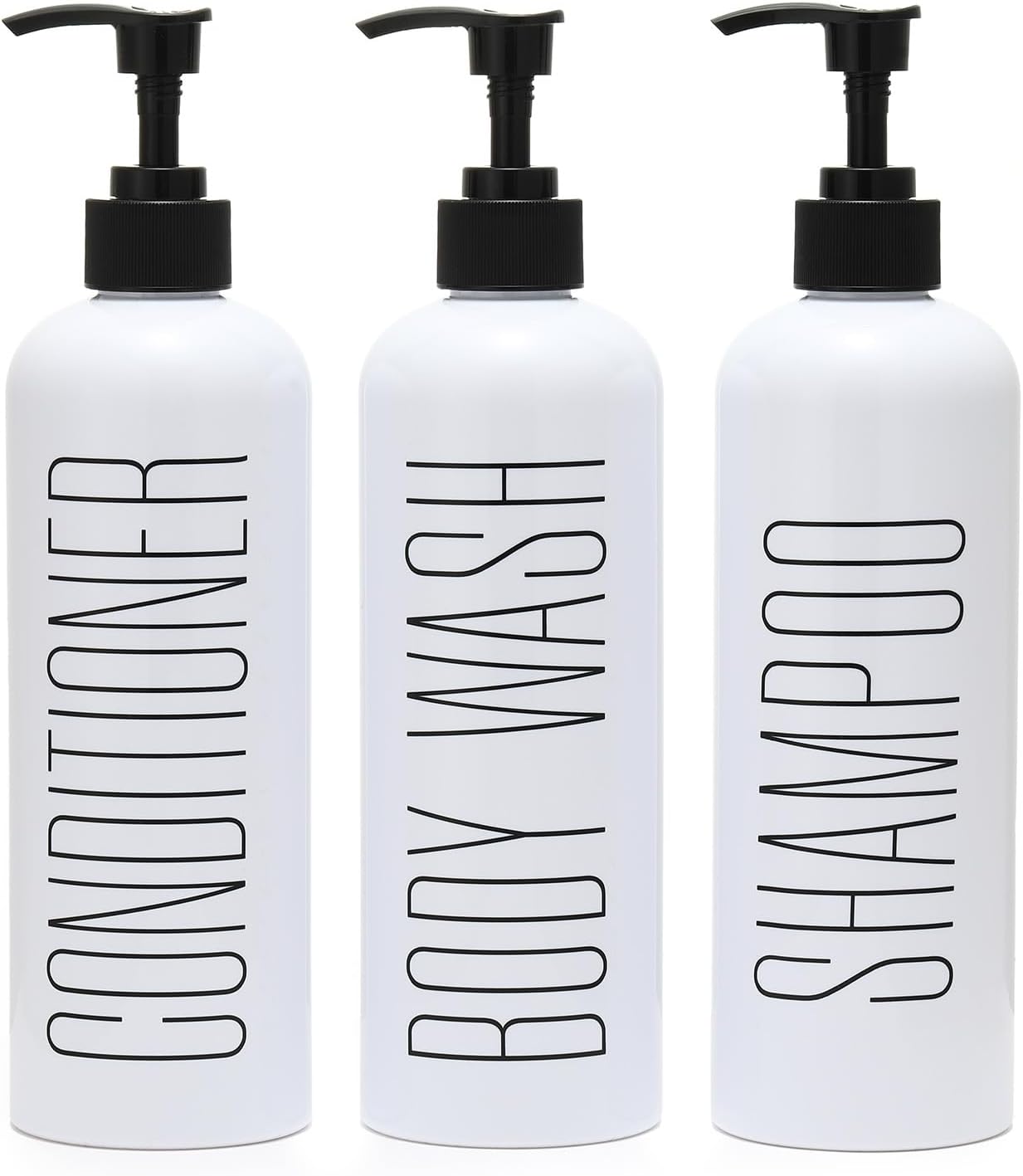 Amazon.com: inloco White Shampoo and Conditioner Dispenser Set of 3 ...