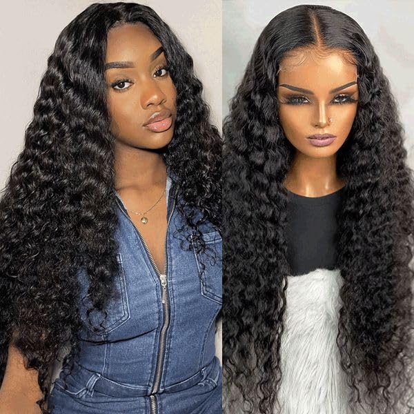 Amazon.com: Alexa 13x4 Deep Wave Lace Front Wigs Human Hair Pre Plucked ...