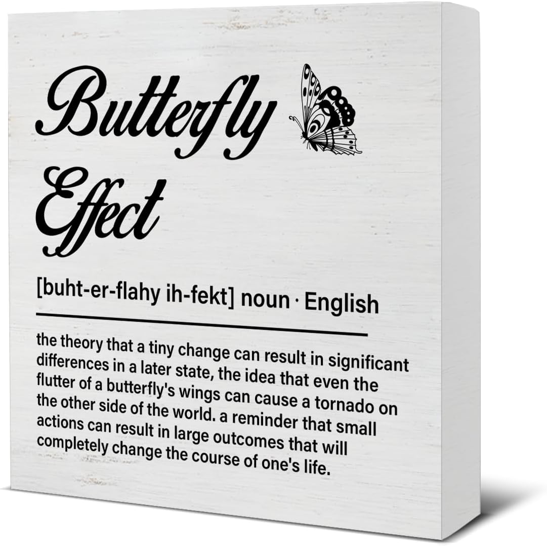 Amazon.com: Inspirational Decor Butterfly Effect Definition Wooden Sign ...