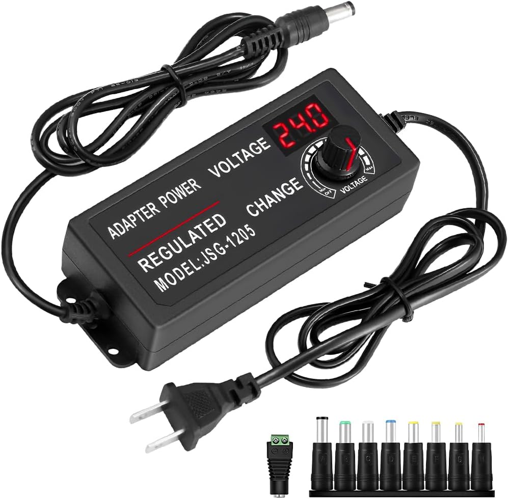 Amazon | mAh マルチ 電源 AC アダプター72W 3A マルチ ボルト DC 3~24V アダプター 3A 電源アダプター LCDディスプレイ搭載 3V 4.5V 5V 6V 7 ...