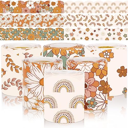 Die-Cut Border Roll Whaline 32.8ft Boho Daisy Flower Bulletin Board ...