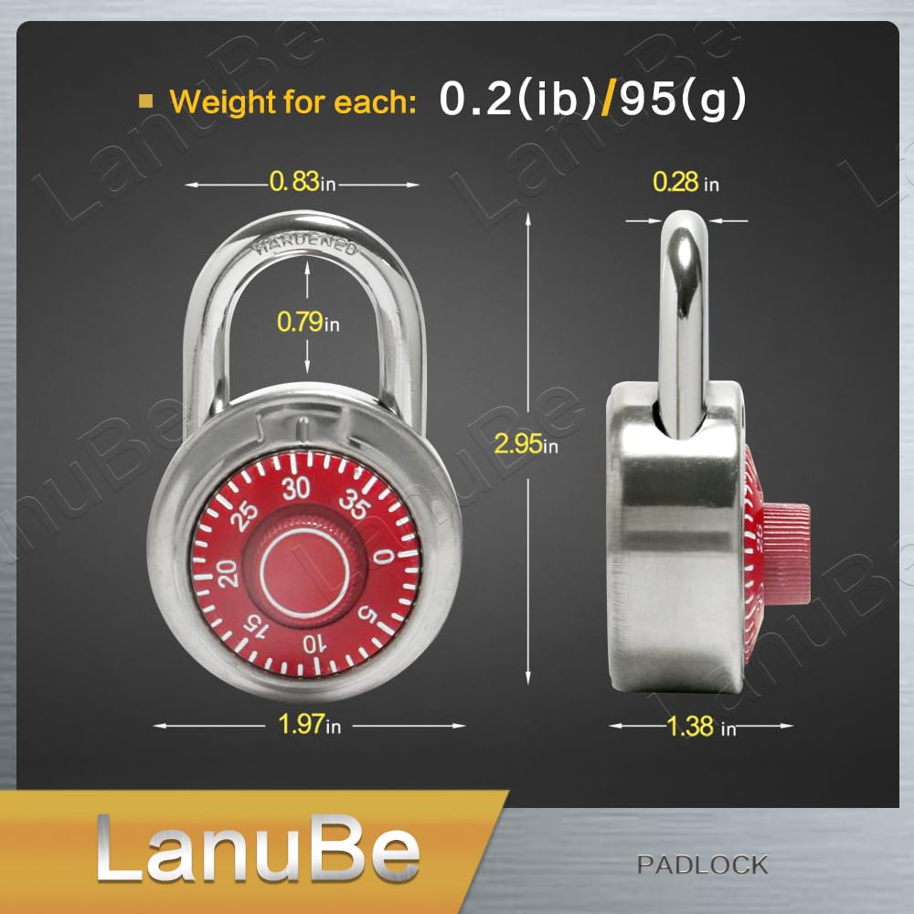 LanuBe Standard Dial Combination Lock, 2 in. Wide, with Different ...