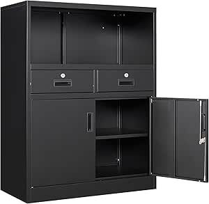 Amazon.com: Yizosh Locking Cabinet with 2 Drawers, Metal Storage ...