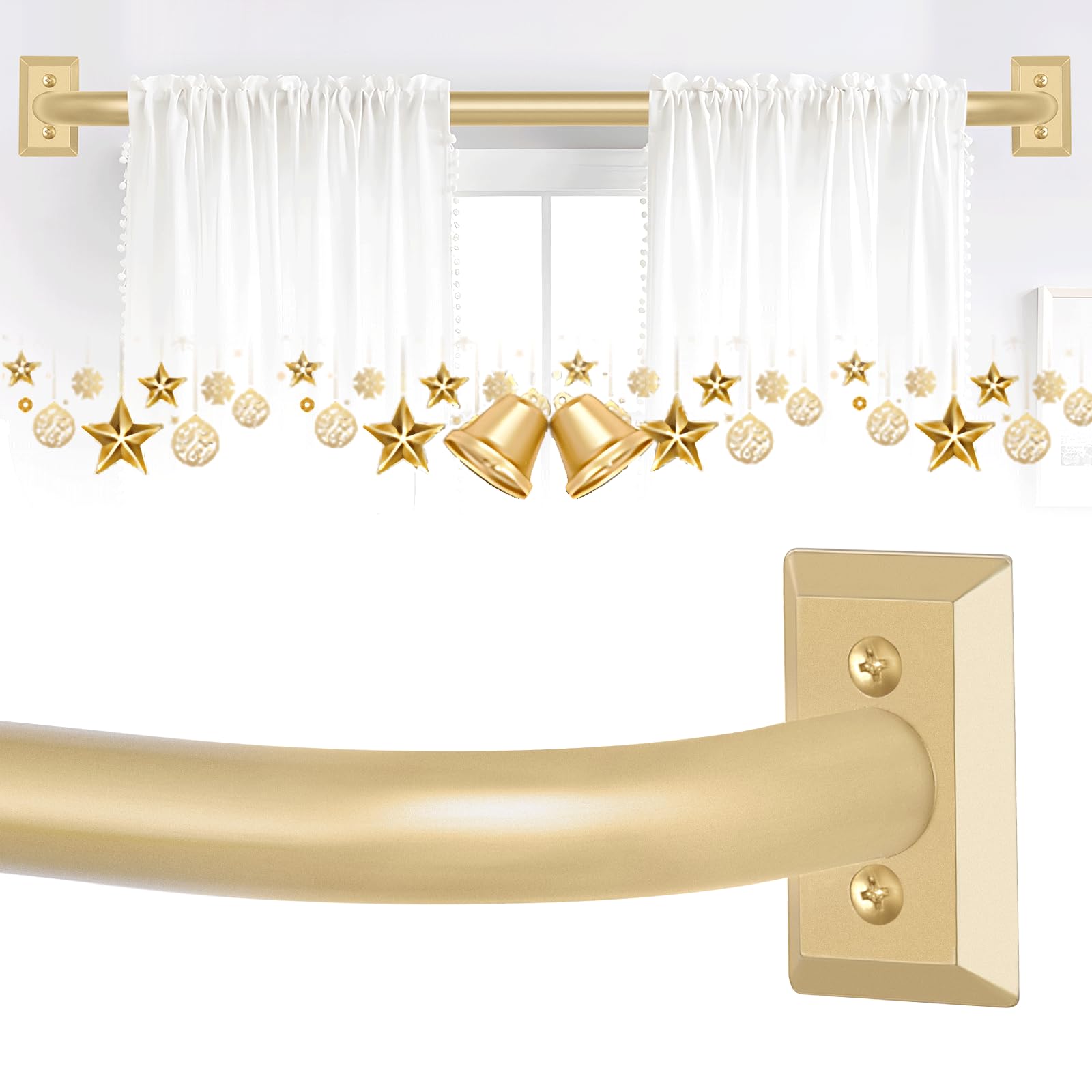 Snapklik.com : TVWOO Gold Wrap Around Curtain Rods 2 Pack:Blackout ...