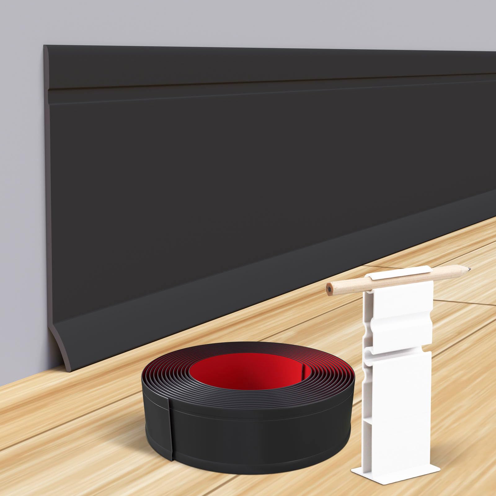 Snapklik.com : Raycity Rubber Baseboard Trim - 4 Inch X 60 Feet Vinyl ...