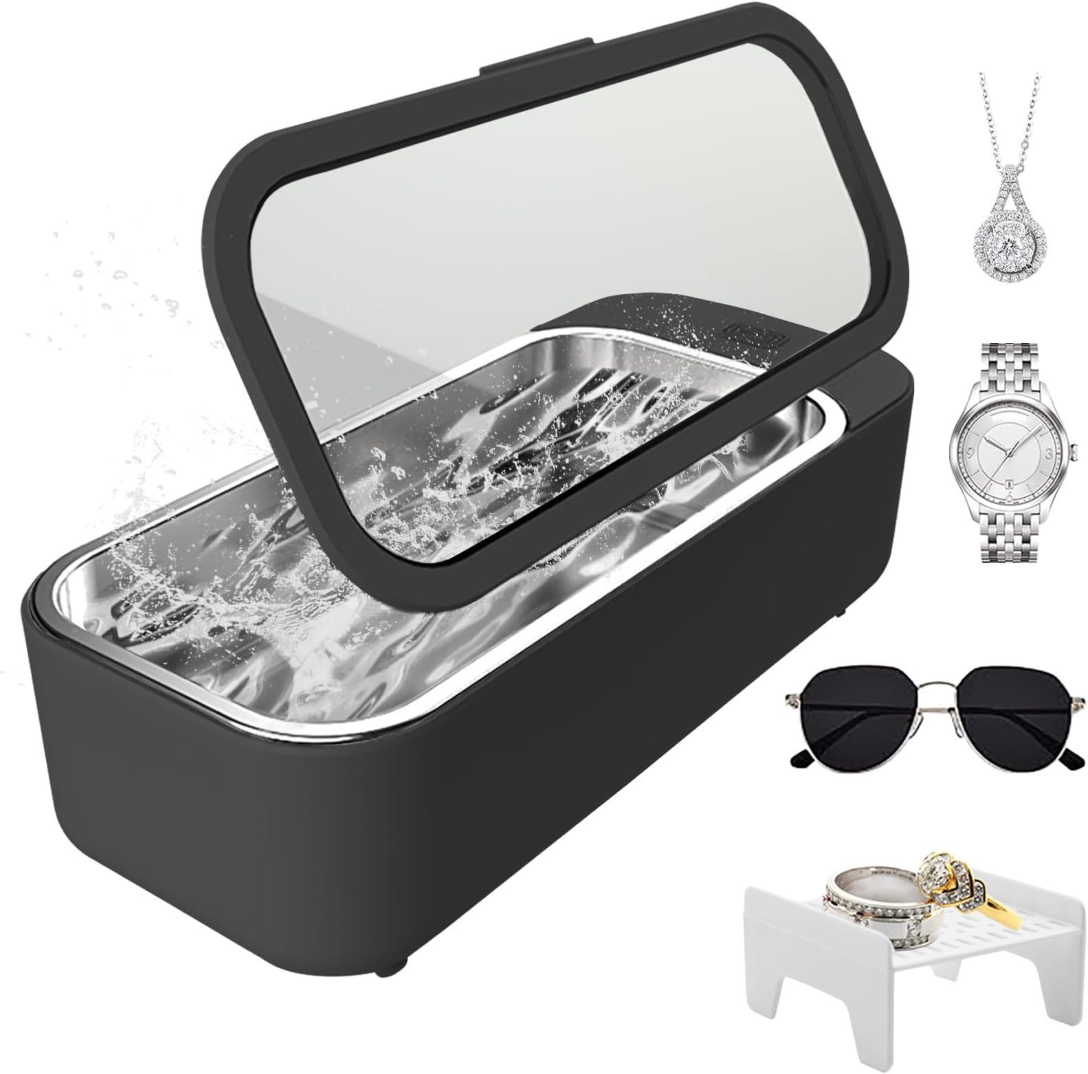 Fxvhojq Ultrasonic Cleaner 300ML Professional Jewelry Cleaner Portable ...