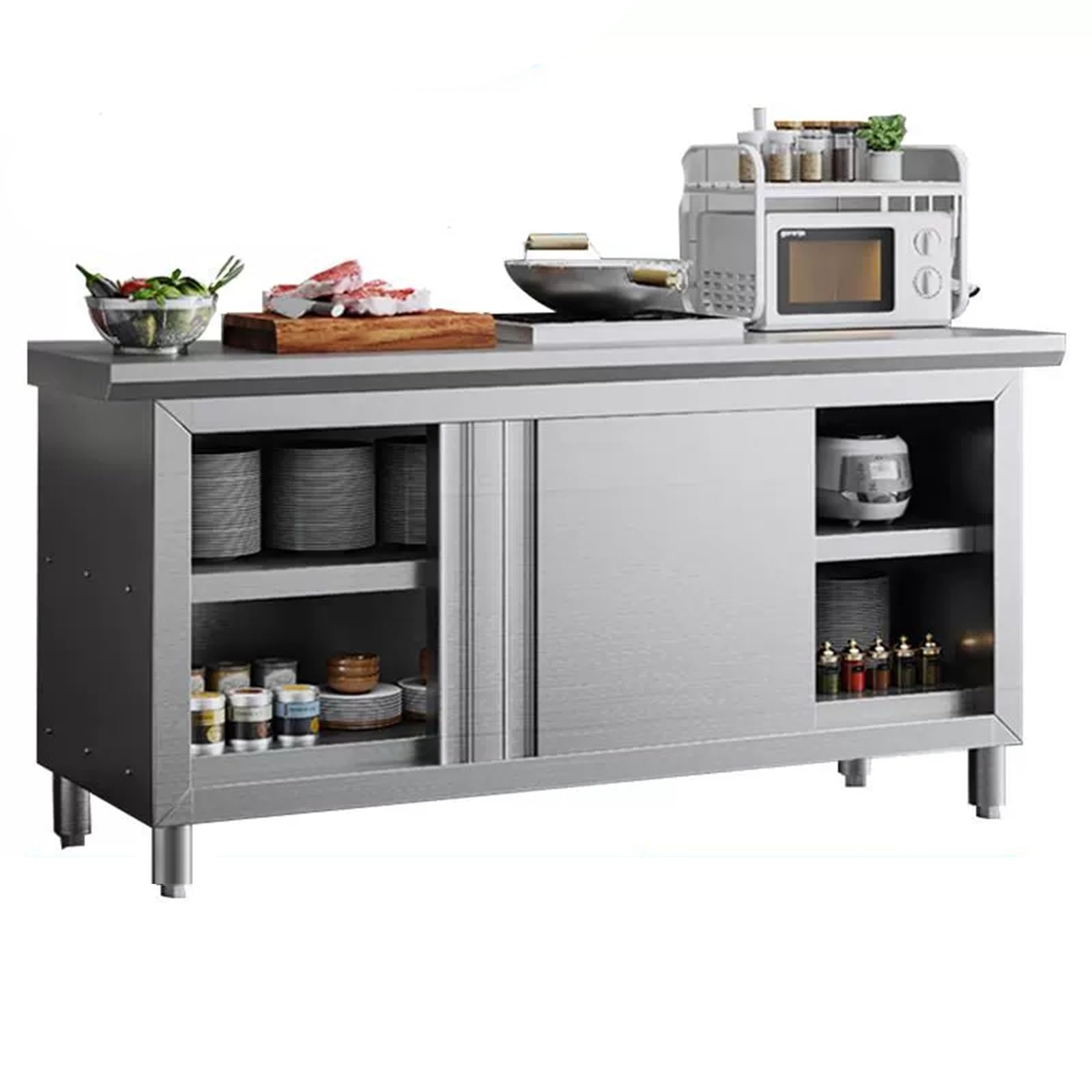 Stainless Steel Workbench Large Space Storage Cabinet Commercial ...
