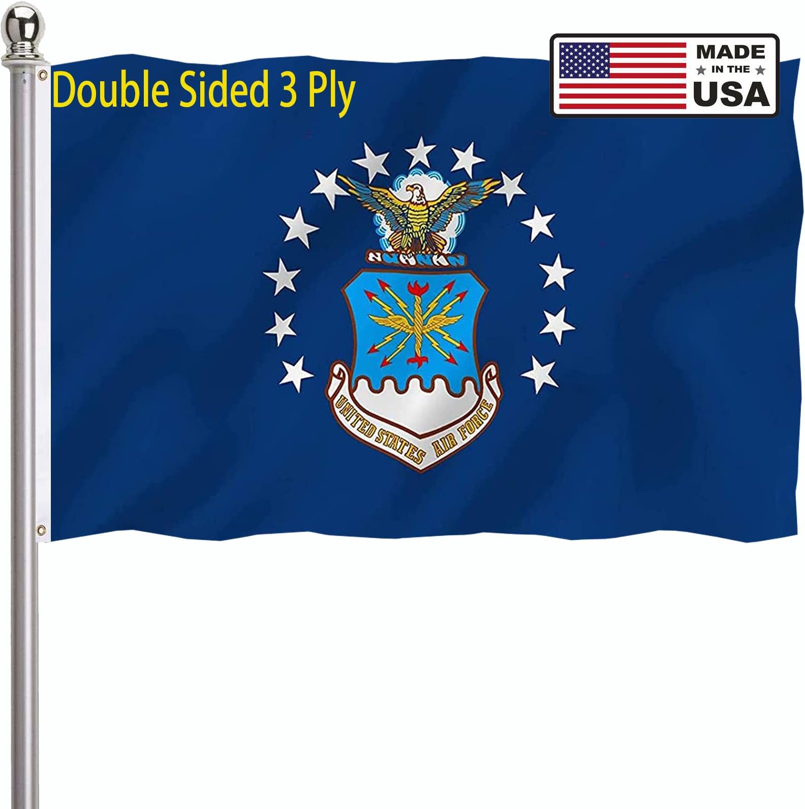 Amazon.com: Air Force US Military Flag 3x5 Outdoor Double Sided 3 Ply ...