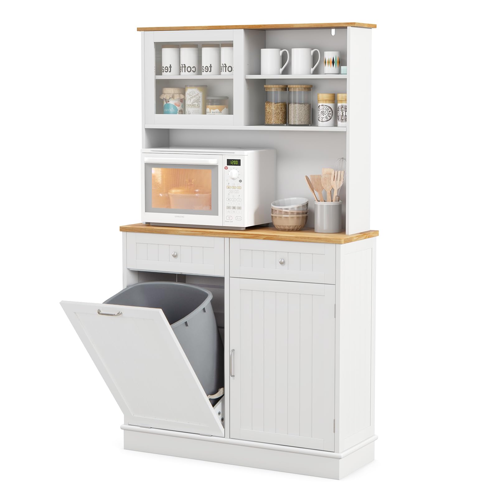 Buy COSTWAY 70L Tilt Out T Cabinet, Large Kitchen Cupboard with ...