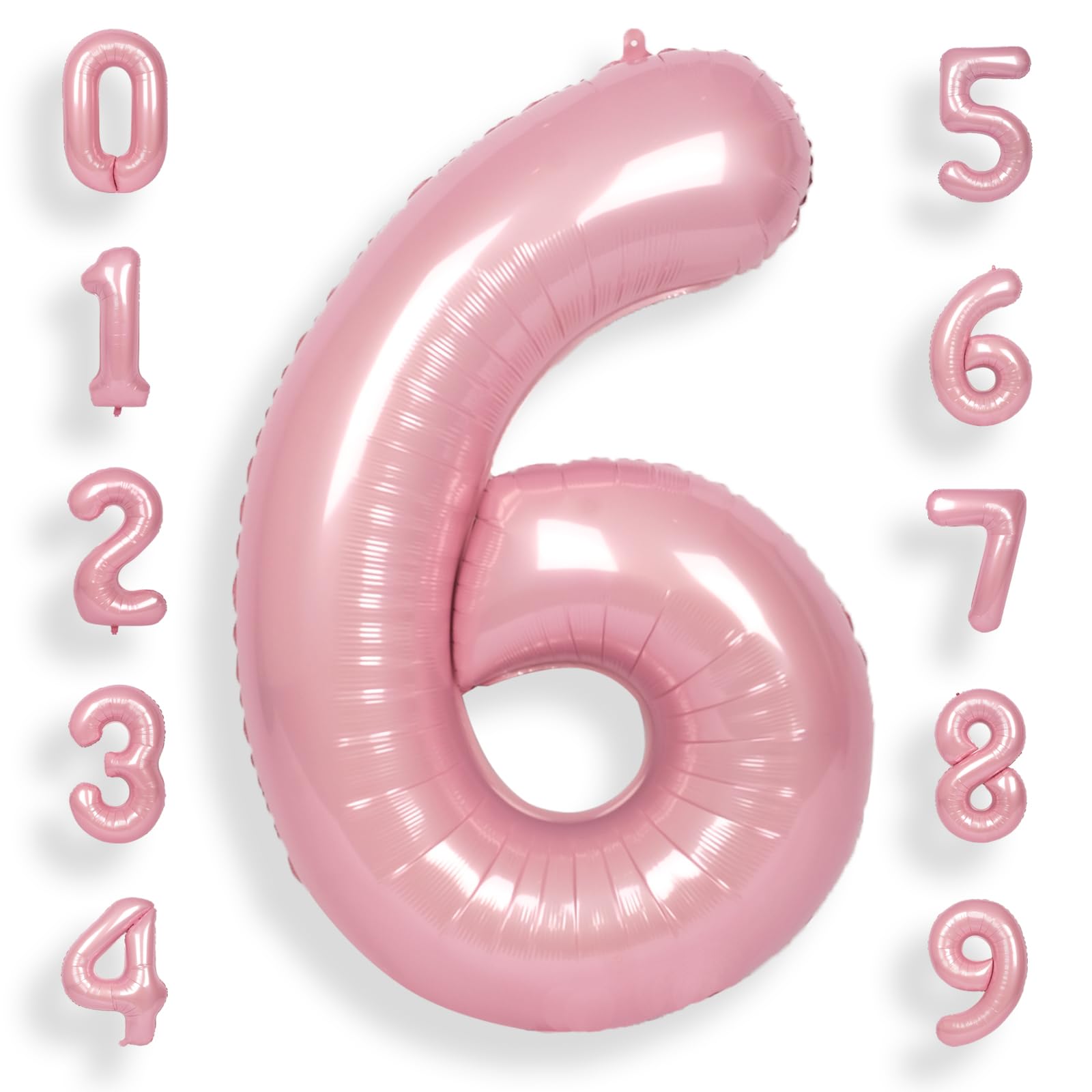 SUWEN 40 Inch Pink Large 6 Number Balloons Big Foil Helium Number ...